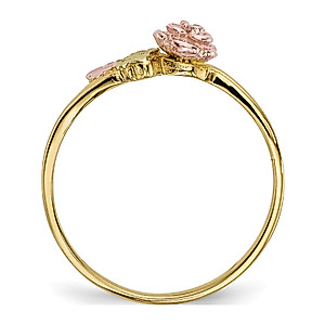 10K Yellow Gold Tri-Color Black Hills Diamond Rose Ring - Jewelry By Sweet Pea