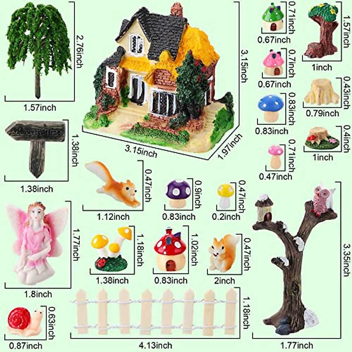 40 Pcs Fairy Garden Accessories Fairy Garden Miniatures Figurines Outdoor Fairy Garden House Kit Fairy House and Fairies for Fairy Garden Girl Fly Wing Dollhouse Decor for Home Garden Lawn Decoration