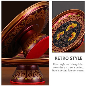 Buddhist Plate Antique Offering Bowls Worship God Sacrificial Bowl Fruit Tray Food Dessert Snack Blessing Fruit Tray Copper Bowl for Altar Rituals Incense Decorations 8in