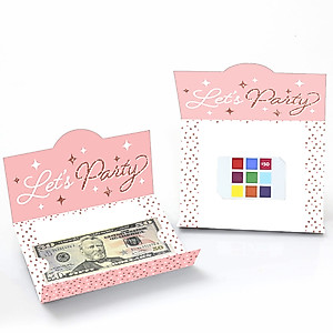 Big Dot of Happiness Pink Rose Gold Birthday - Happy Birthday Party Money And Gift Card Holders - Set of 8