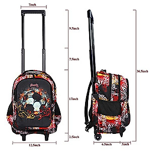 seastig Rolling Backpack for Kids Wheeled Backpack Double Handle Wheeled Backpack with Lunch Bag and Pencil Case Set