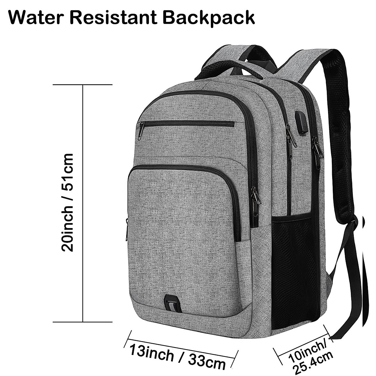 42L Extra Large Backpack, Anti Theft TSA Flight Approved Laptop Backpack for Men Women, 17.3 Inch Business Computer Backpack with USB Port, Water Resistant Teacher Nurse Travel Weekender Daypack, Grey