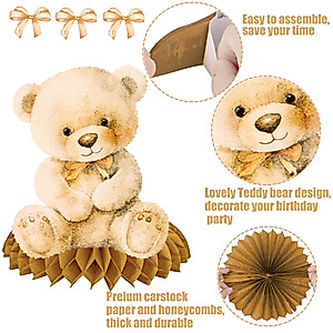 10pcs Bear Baby Shower Honeycomb Centerpieces Bear Birthday Party Supplies Bear Baby Shower Decorations Teddy Bear Table Toppers for Teddy Bear Themed Baby Shower We Can Bearly Wait Party Supplies