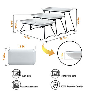 HAPPY KIT 3 Tier Serving Tray Set and Tiered Tray Stand,12 Inch Widened Porcelain Platters with Freely Combinable Rack,Decor Cupcake Stand for Christmas Party Display,Dessert Trays Collapsible