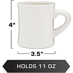 COLETTI Off White Coffee Mugs Set Of 4 – Diner Coffee Mug 11 oz – Mug Set, Stoneware Coffee Mugs, Coffee Cups Ceramic – Diner Coffee Mugs Heavy Retro Style – Dishwasher & Microwave Safe