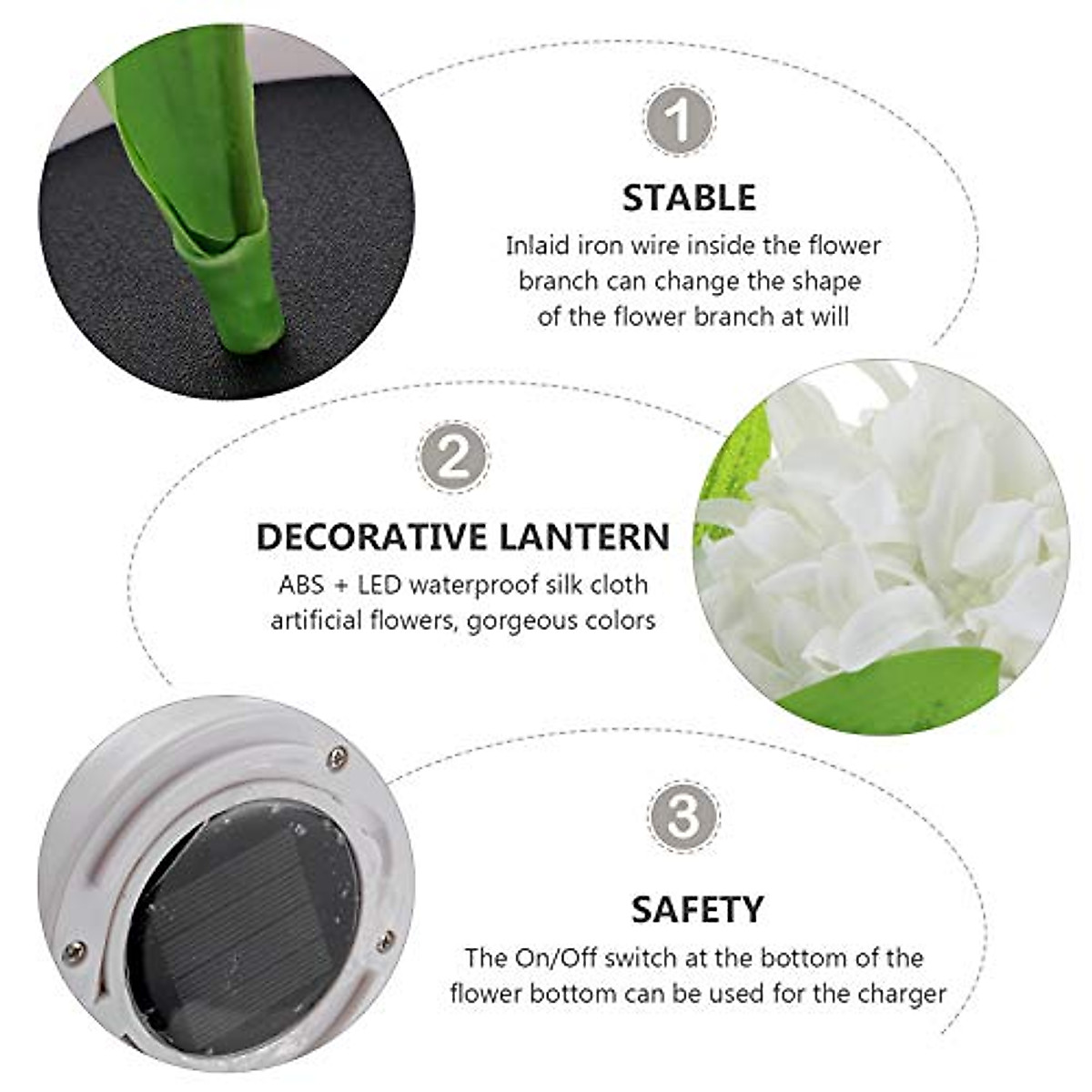 IMIKEYA Solar Power Stake Light Solar Garden Lights with Potted Flower Design LED Landscape Lighting Decorative Lighting for Walkway Patio Yard Garden Home Decoration