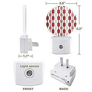 ILYBEEN Mid Century Abstract Hexagon LED Night Lights Plug-in Nightlight with Auto Dusk to Dawn Sensor,Gradient Color Geometric Art Round Lamp for Bedroom,Hallway,Bathroom