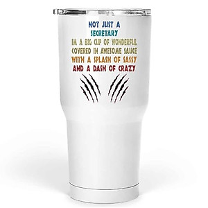 Novelty Gift Unique Secretary Gift - Big Of Humor and Sauce - Ideal Birthday Present for a Sister 30 Oz White Stainless Steel Large Tumbler