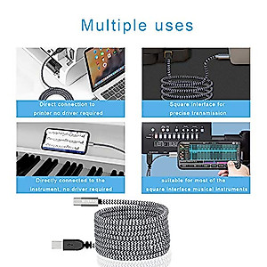 MOSWAG 6.6FT/2M USB C Printer Cable Type C to USB MIDI Cable for Samsung Huawei Laptop MacBook to Midi Controller,Midi Keyboard,Printer Scanner,Audio Interface Recording and More