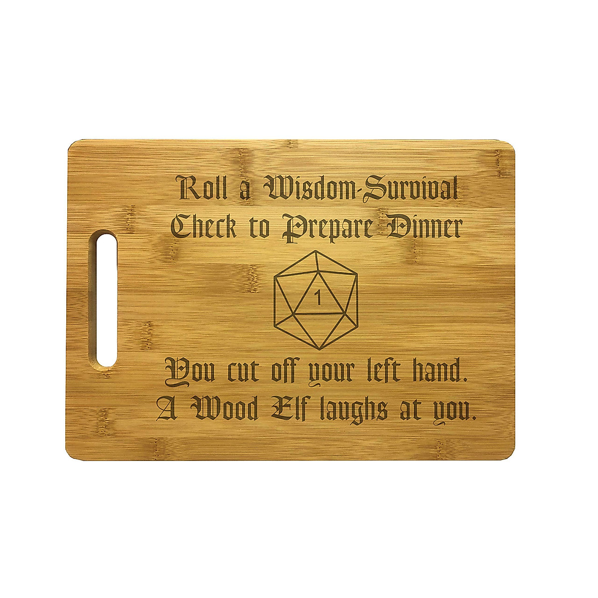 D&D Roleplaying Wisdom Check Engraved Cutting Board - Bamboo - Nerdy Gifts, Dungeons Dragons