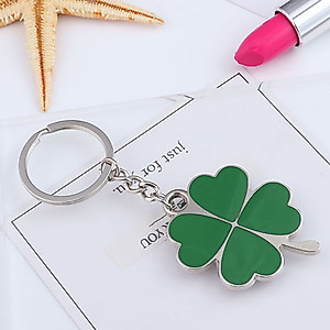 6pcs Four-Leaf Clover Fortune Keychain Lucky Shamrock Sparkling Charm Keyring St.Patrick Day