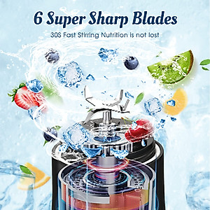 Tianmingwei Portable Blender 20oz USB Rechargeable Cup Juice Lemon Vegetables Fruit Milkshake Smoothie Reamers Bottle Making it Perfect for Indoor, Outdoor, Travel, Sports, or Class