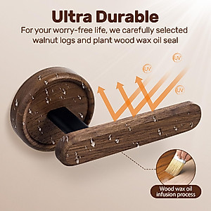 Hat Rack for Wall Hat Organizer for Baseball Caps Strong Adhesive Hat Hooks for Wall Decorative Hooks Walnut Cap Holder Organizer Hat Holder Storage Hanger for Closet Door, Gift for Man Woman(2 Pack)