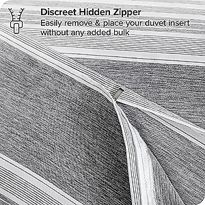 Bare Home Queen Size - Premium 1800 Super Soft Duvet Covers Collection - Lightweight, Soft Textured Bedding Duvet Cover (Queen, Stripe - Heathered Charcoal)