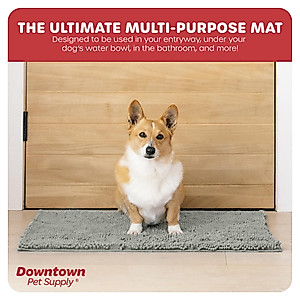 My Doggy Place Microfiber Dog Mat for Muddy Paws, 31" x 20" Light Gray with Paw Print - Absorbent and Quick-Drying Dog Paw Cleaning Mat, Washer and Dryer Safe - Non-Slip Rubber Backed Pet Mat, Medium