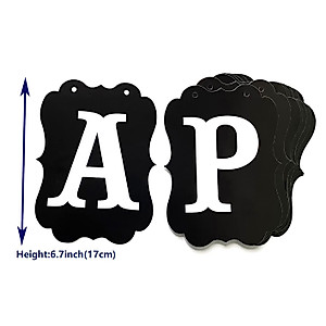 Large Black Happy Birthday Banner, Happy Birthday Bunting Sign with White Letters, Happy Birthday Decorations for Boys Women Men