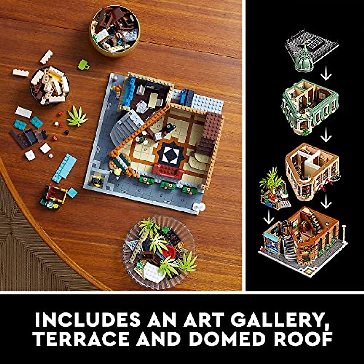 LEGO Icons Boutique Hotel 10297 Modular Building Display Model Kit for Adults to Build, Set with 5 Detailed Rooms Including Guest Rooms and Gallery