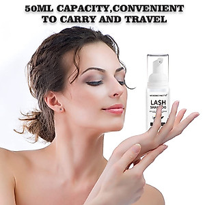 Eyelash Extension Shampoo 50 ml + Brush - Eyelid Foaming Cleanser - Sensitive Paraben & Sulfate Free - Eyelash Wash and Lash Bath for Extensions - Salon Use and Home Care