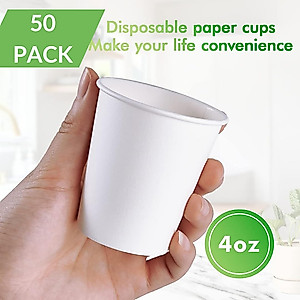 Lakesstory 50 Pack 4 oz. White Paper Disposable Cups – Hot and Cold Beverage Drinking Cup for Water, Juice, Coffee or Tea – Ideal for Water Coolers, Party, or Coffee On the Go’
