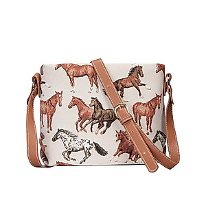 Signare Tapestry Crossbody Bag Shoulder Purse for Women In Running Horse (XB02-RHOR)