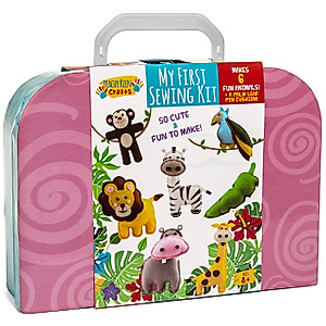 Peachy Keen Crafts Kids Sewing Kit, Learn to Sew Kit for Kids Ages 8-12, Beginner Felt Sewing Kit for Kids, Make 6 Fun Felt Craft Stuffed Animals and A Pin Cushion, Teach Basic Sewing Stitches