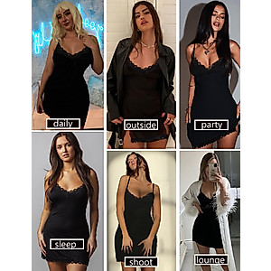 Avidlove Women's Lingerie Chemise Dress Babydoll Lingerie for Women Sexy Slip Dress Modal Nightgown Sleepwear for Women (Black,S)