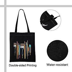 VAMSII Artist Tote Bag Painter Gift Bag Creativity is Intelligence Having Fun Art Teacher Gifts Art Student Gifts Supply Bag (Artist Black Tote)