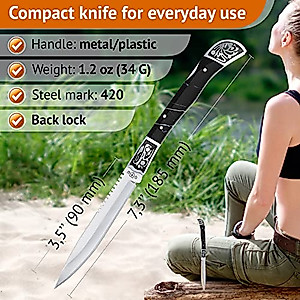 Bundle of 2 Items - Pocket Knife for Men - Folding Knofe - EDC Fold Knives - Sharp Blade Knifes - Camping Knives - CSGO Karambits for Men and Women - Best for Hiking Survival Hunting Fishing