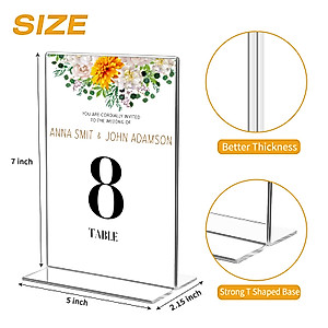 HUANGXIN 5 x 7 Inch Acrylic Clear Sign Holder 15 Pack Table Menu Display Double Sided Clear Poster Stand Frame Shelf Picture Flyer Signs Holders for Office Store Restaurant Hotels Vendor Events