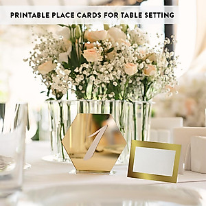 Andaz Press Table Tent Printable Place Cards, Metallic Gold 20-Pack,Seat Placement Cards Blank Place Cards for Table Settings Name Cards for Baby Shower, School Graduation Food Cards
