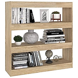 Bookcase, Independent Bookshelf Storage Display Cabinet, Suitable for Living Room, Bedroom, Corridor, Study,Book Cabinet/Room Divider Sonoma Oak 39.4"x11.8"x40.6"
