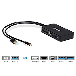 gofanco Mini DisplayPort (Thunderbolt 2) 1080p Video Dock/Docking Station - 1080p HDMI or DisplayPort (DP) - USB 3.0 and Gb Ethernet Adapter Hub for MacBook, Surface Pro 2/3/4/5 and Laptop (mDPDock)