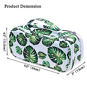 LParkin Tree Leaves Cute Pencil Case Super Large Capacity 3 Compartments Canvas Pen Bag Pouch Stationary Case Makeup Cosmetic Bag