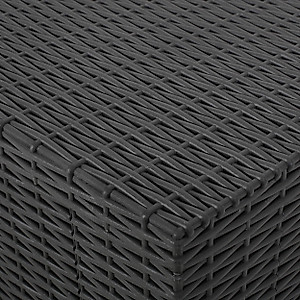 Great Deal Furniture Stephanie Outdoor Faux Wicker 3 Seater Sectional Set with Ottoman, Dark Gray and Gray