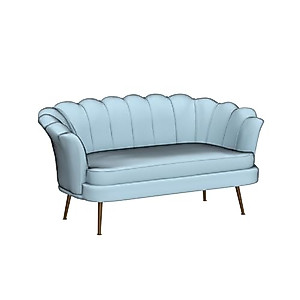 QHITTY Velvet Loveseat, 58'' Velvet Sofa Accent Couch Settee Upholstered Chair, 2 Seater Small Loveseat for Small Spaces, Living Room (Light Blue)