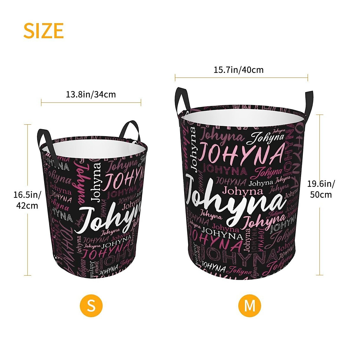 Custom Laundry Basket with Name, Personalzied Name Waterproof Laundry Hamper with Handles, Customized Dirty Clothes Storage Basket for Bathroom Bedroom