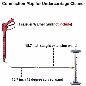 RIDGE WASHER Pressure Washer Undercarriage Cleaner, 16 Inch Undercarriage Washer, Pressure Washer Under Car Cleaner with Straight Extension Wand, 4000 PSI