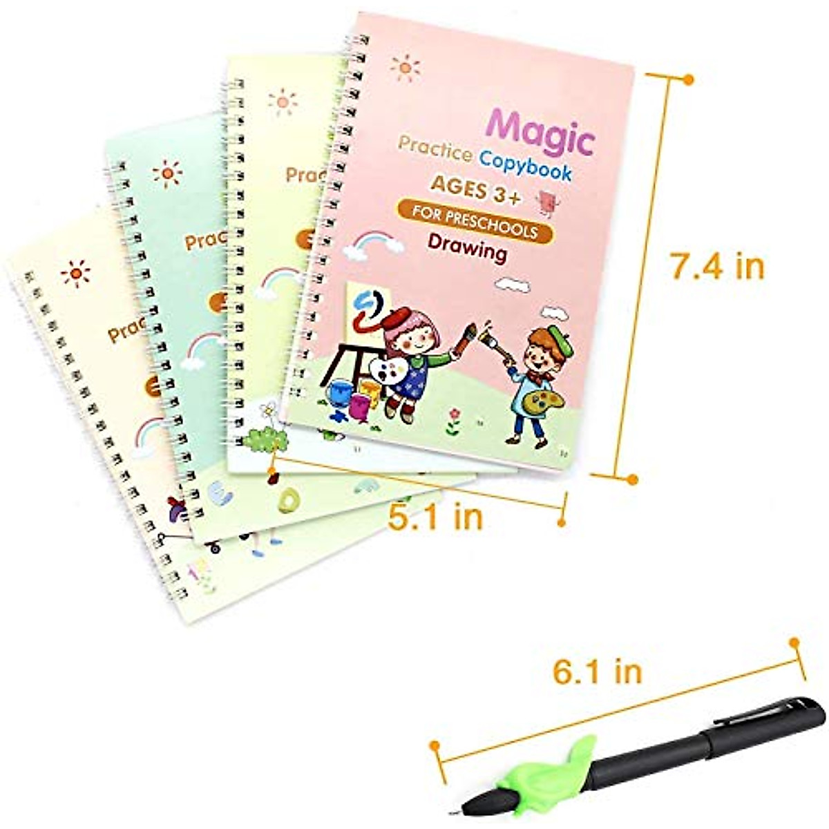 Magic Practice Copybook for Kids, Number Tracing Book for Preschoolers, Magic Calligraphy Copybook Set Practical Reusable Writing Tool for Kid Calligraphic Letter Writing Drawing Mathematics