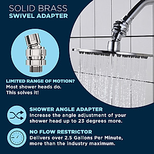 All Metal Shower Head Swivel Ball Adapter, Chrome | Adjustable Pivot Ball To Adjust Showerhead Angle | Universal Connector Joint Fits Fixed, Hand Held & Rain Shower Heads