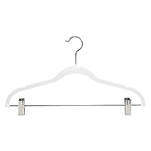 Simplify 6 Pack Velvet Hangers with Clips | Skirt and Pants | Slim Space Saving | Closet Organization | Non-Slip | Prevent Creases | Swivel Neck | Durable | White