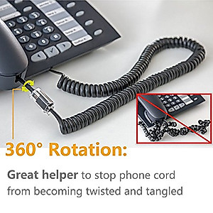 Uvital Telephone Cord Detangler, Anti-Tangle Telephone Handset Cable 360 Degree Rotating Landline Swivel Cord Untangler Black (4 Pack)