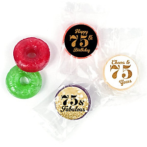 270 PCS Black Gold 60th Birthday Stickers,9 Design Self Adhesive Circle Label Stickers, Birthday Envelope Seals Candy Stickers,Birthday Party Chocolate Stickers,Candy Stickers.（035） (75)