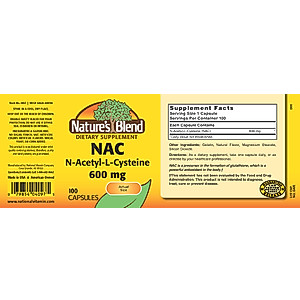 Nature's Blend NAC Supplement N-Acetyl-L-Cysteine 600mg 100 Capsules - Immune Support, Antioxidant for Cellular Health