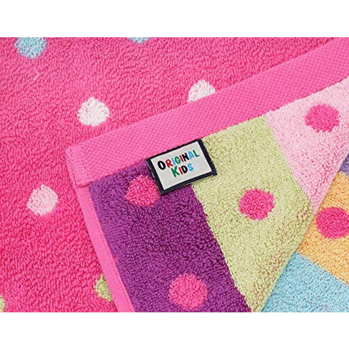 ORIGINAL KIDS 6 Piece Towel Set - Bath Time Sugar & Spice - 2 Bath Towels, 2 Hand Towels, 2 Washcloths in Bonus Tote Bag - 100% Cotton Jacquard Soft Absorbent Pool Beach Towel Gift - Pink Multicolor