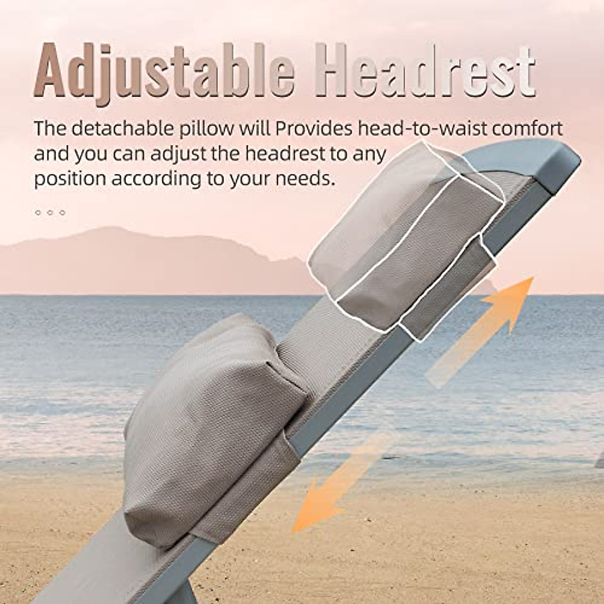 Domi Patio Chaise Lounge Set of 3, Aluminum Lounge Chairs with 5 Adjustable Positions, Outdoor Chaise Lounge for Pool, Deck, Garden, Backyard, Sunbathing(Khaki)