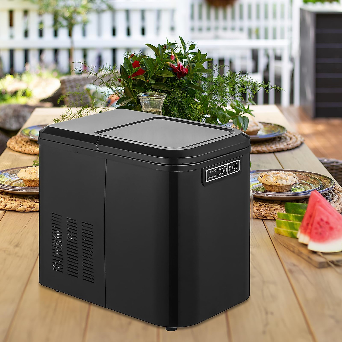 Magshion Ice Maker Countertop with Self-Cleaning, 26lbs/24H, Bullet-Shaped Ice (2 Sizes), Digital Display & Timer, 1.8lbs Ice Storage Capacity, Ice Cube Maker Machine for Home & Kitchen (Black)