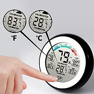 Reptile Terrarium Thermometer Humidity Gauge for Aquarium Tank with Touch Screen & Suction Cup