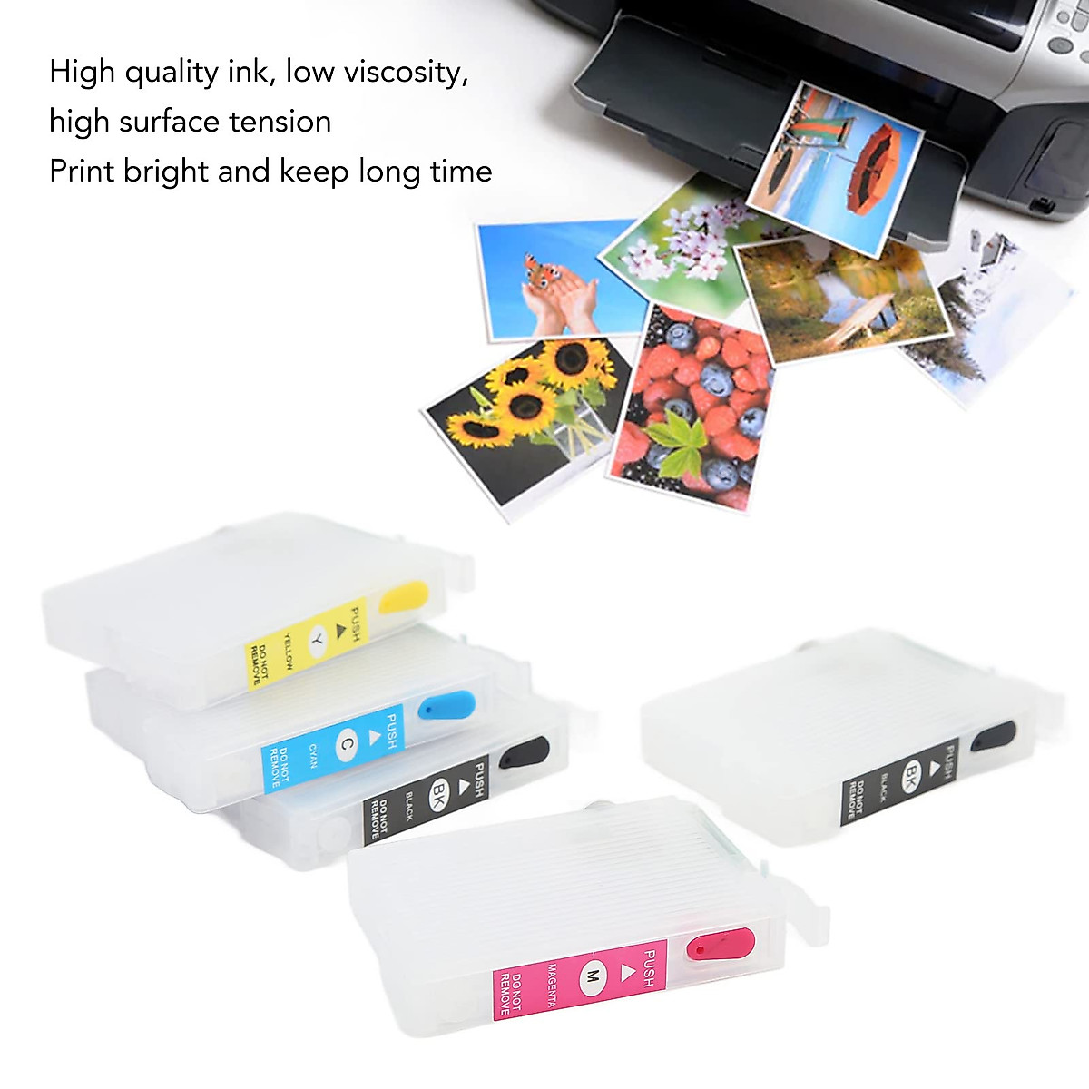 FTVOGUE Ink Cartridge Replacement, 5PCS PP 4 Colors Ink Cartridge Standard Color Ink Cartridges Replacement Cartridge Combo Pack Color, Inkjet Printer Ink