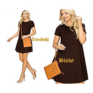 Solene Women's Faux Leather Organizer Multi Zipper Pockets Handbag With Detachable Wristlet Crossbody Bag-WU002(Royal Blue)