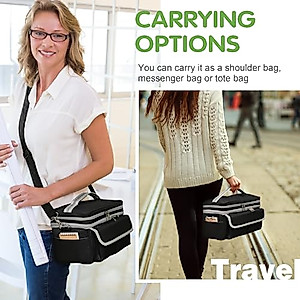 RONCHIL Medicine Storage Bag Pill Bottle Organizer with Portable Small Pouch Travel Medication Bottle Organizer for Emergency Home First Aid Box Kit Empty with Shoulder Strap Black